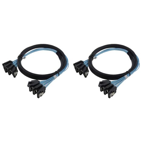 2X High Speed 6Gbps 4 Port SAS Sata Cable / Quality Set for Server 0.5 ...