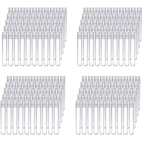 400 Pieces Clear Plastic Test Tubes with White Screw Caps Sample ...
