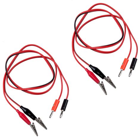 2X Crocodile Clip to Banana Plug & Test Cable 90cm 3Ft
