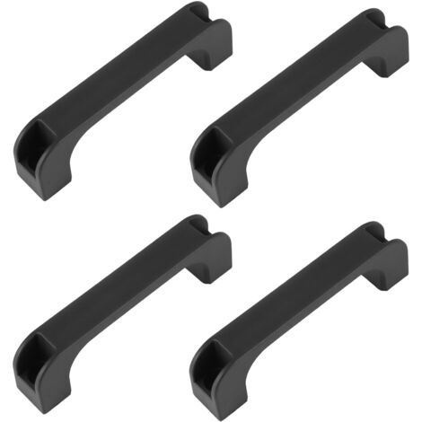 4X Black Plastic Rectangular Pull Handle for Cabinet Door 5.2 Inch