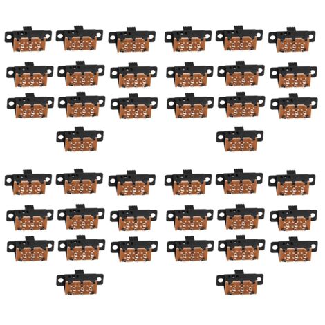 40Pcs High Push Button Slide Switch 6 Pin 3 Position DPDT Panel 0.5A 50V DC