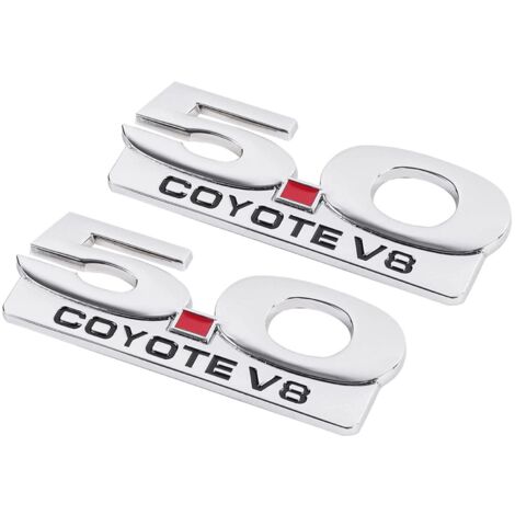 2X 5.0 V8 For 11-14 F250 Chrome Body Side Fender Emblems Sticker Badge ...