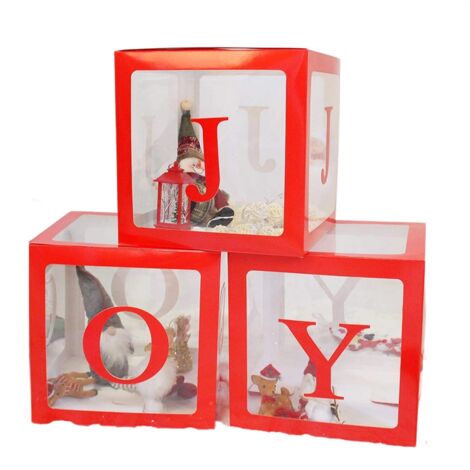 Christmas Decorations Large Box of Transparent Red Joy Blocks ...