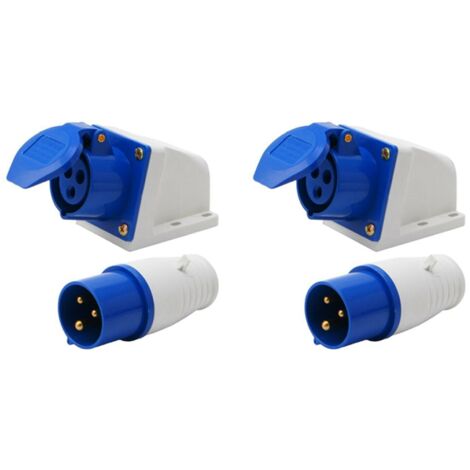2X 3 Pin 16A Waterproof Integrated Connection Socket
