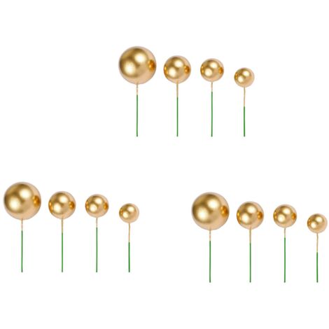 120 Pieces Cake Toppers Mini Gold Ball Cake Decorations for Birthday ...
