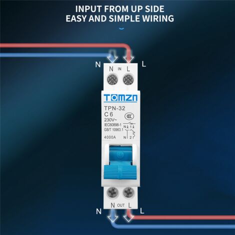 TPN 1P+N Mini Circuit Breaker MCB 6A Din Rail Miniature Household Air ...