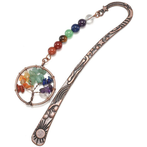 Chakra Crystal Bookmark Vintage Metal Tree Bookmarks for Women Student ...