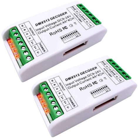 2X Mini DMX RGBW Decoder 4 Channel Strip Controller 16A RGB Driver ...