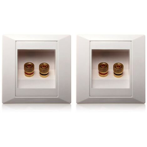 3X Wall Socket Wall Connection Port with 2 for Banana Plug Speaker-White