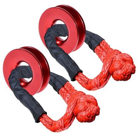 2X Synthetic Shackle Winch Rope 1/2 Inch + Ring Recovery
