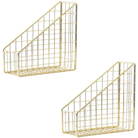 2X Galvanized Iron Book Holder or Desk Shelf File Magazine Book Stand