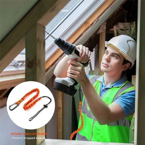 9-Piece Safety Tool Lanyard Set with Carabiner, Adjustable Shock ...