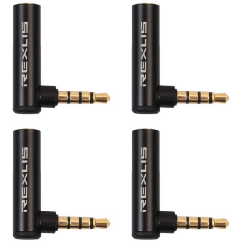 REXLIS 4 PC 3.5mm Male to 90 Degree Right Angle Audio Adapter ...