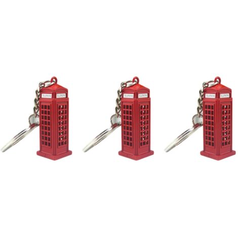 3X Vintage British Telephone Booth Miniature London Car Keyring Diecast ...