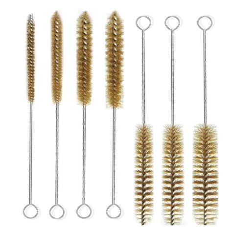 Set of 7 Brass Tube Brushes, Bottle Brushes, Metal Brushes for Cleaning, Metal Pipe Cleaner ...