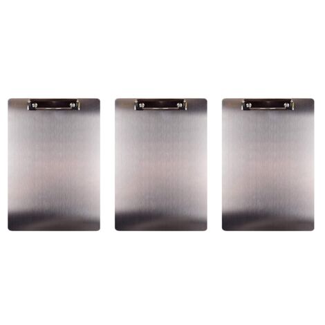 3X A4 Metal Clipboard Folder Stainless Steel Clip Board Storage Writing ...
