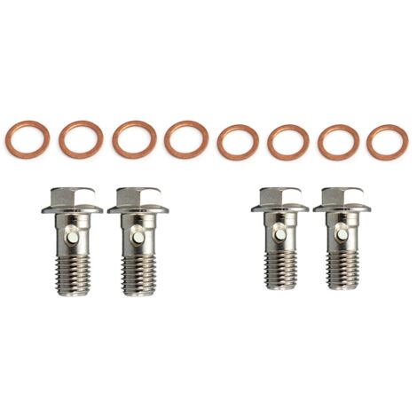 4x Motorcycle Stainless Steel M10 x 1.25 Banjo Bolts Brake Master ...