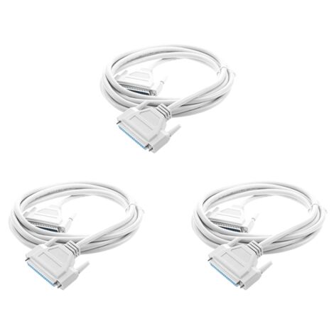 3X DB37 Male to 3 Meter 37 Pin Extension Cable Grey White