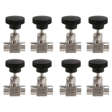8X 1/4 Inch Equal Thread 304 Stainless Steel Flow Control Shut Off ...