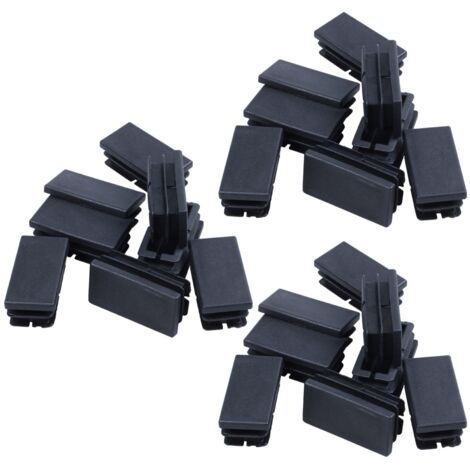 24 Pcs Black Plastic Rectangular End Caps Inserts 20mm x 40mm