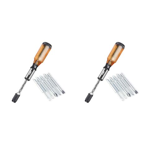 2X Push Pull Ratchet Screwdriver Set 5 in 1 Bits Driver Handle Bit ...