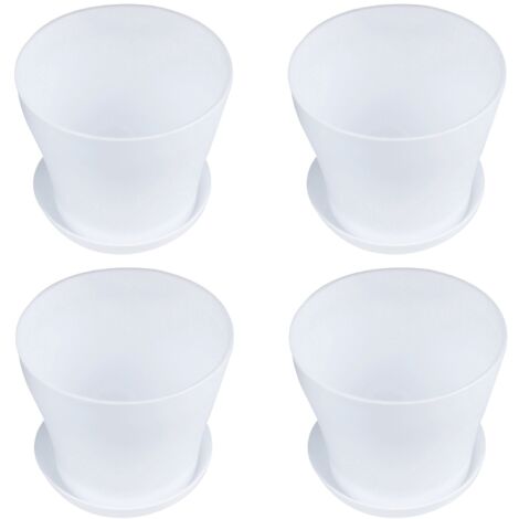 4X Plastic Plant Flower Pots Planter with Tray Saucer Home Garden ...