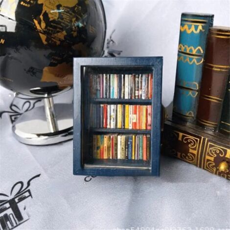 Miniature Pocket Bookshelf for Anxiety, Small Wooden Books, Anti-Stress ...