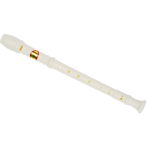 8 Holes Off-White Plastic Recorder with Cleaning Stick