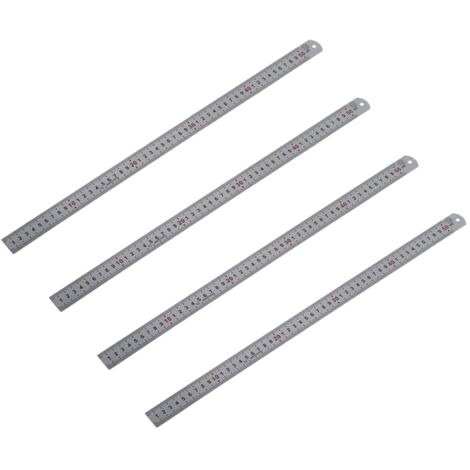 4X Double Side Scale Stainless Steel Straight Ruler Measuring Tool 50cm