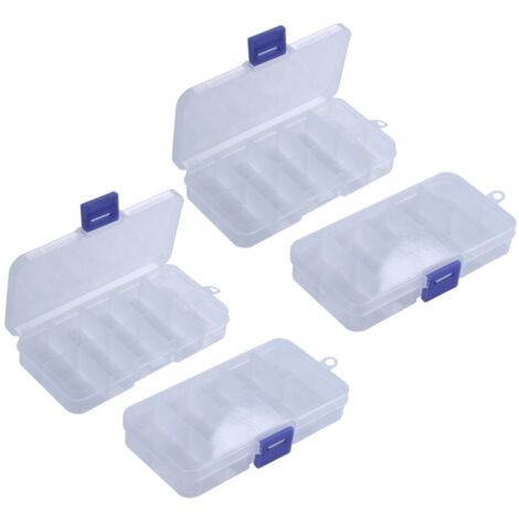 4Pcs 10-Slot Portable Plastic Enclosure Box Electronic Component Case