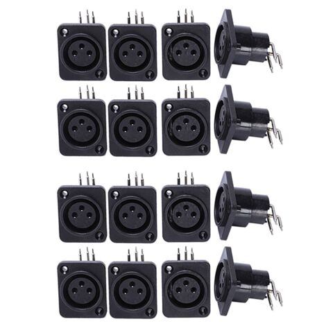 40Pcs Black XLR 3 Pin Chassis PCB Socket Connector Panel Mount