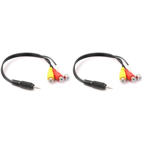 2pcs 2.5mm Mini AV Male to 3RCA M/F Stereo Plug Adapter Audio Video Cable