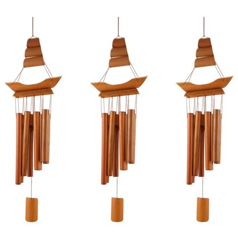 3X Handmade Bamboo Wind Chimes Natural Ring Hanging Decor Ornament ...