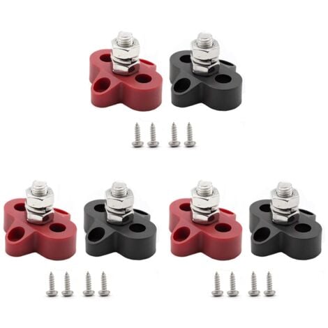 6Pcs 5/16 Inch DC 48V Bus Bar Power Terminal Block M8 Stud Distribution Positive Negative for RV ...