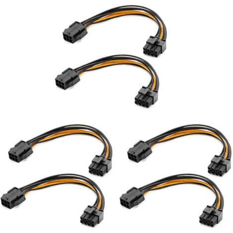 6x Graphics Card 6 Pin to 8 Power Cable PCIe Adapter 7.8 Inch