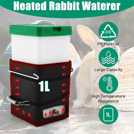 Rabbit Heating Bottle, 32 oz No-Drip Water Bottle for Rabbits, Hamsters ...