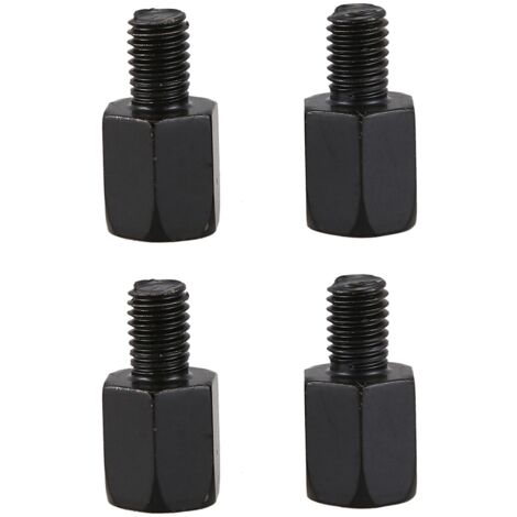4 Pcs Motorcycle Mirror Adapters Converts Clockwork 8mm To 10mm Black