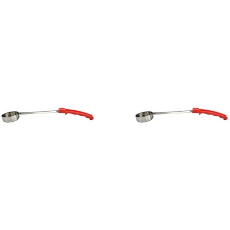 2X Pizza Spread Sauce Ladle Rubber Handle Flat Bottom Kitchen Spoon 2 Oz