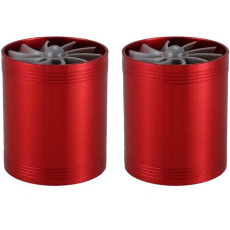 2X Fuel Saver Fan Air Intake Gas Charger Dual Turbine for Car (Red)