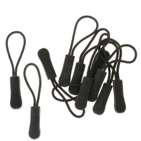 10 Non-Slip Zipper Pullers, Zipper Puller, Extension Trailer for - Black