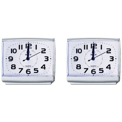 2X Bedroom Bed Desk Alarm Clocks Side Plastic Silent Sweep Small Table ...
