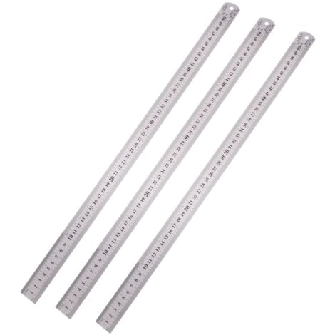 3X Stainless Steel Straight Groove Metric Ruler 50cm La