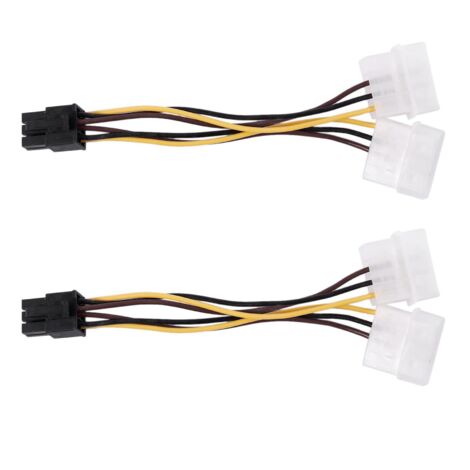 2X A PCI-E Graphics Card Dual Molex IDE To 4 Pin 6 Power Connector ...