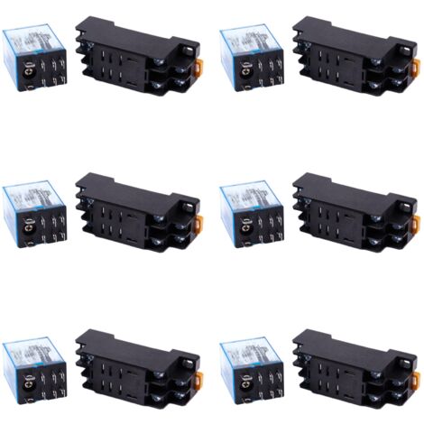 6X 12V DC Coil Power Relay DPDT LY2NJ HH62P-L JQX-13F 10A with PTF08A Socket Base