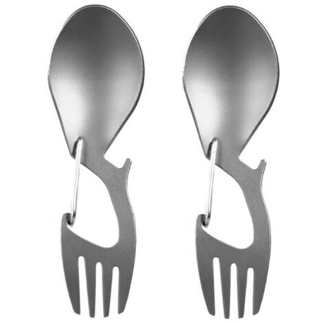 2X 3 in 1 Camping Picnic Titanium Spoon Tableware Fork Pure Ultralight ...