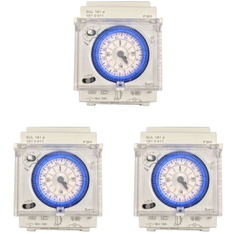 3X Analog Mechanical Timer Switch 110V-220V 24 Hours Daily Programmable 15Min Time Relay Socket ...