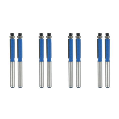 8Pcs 2.6 Inch Long 2-Edge Flush Edging Bit 1/4 Inch x for Carpenter