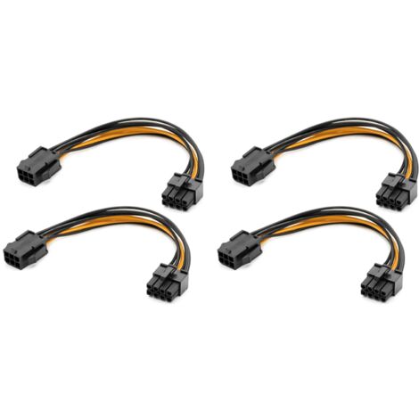 4x Graphics Card 6 Pin to 8 Power Cable PCIe Adapter 7.8 Inch
