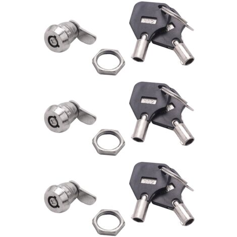 3X Cabinet Door Quarter Turn Security Tubular Cam Lock with Keys