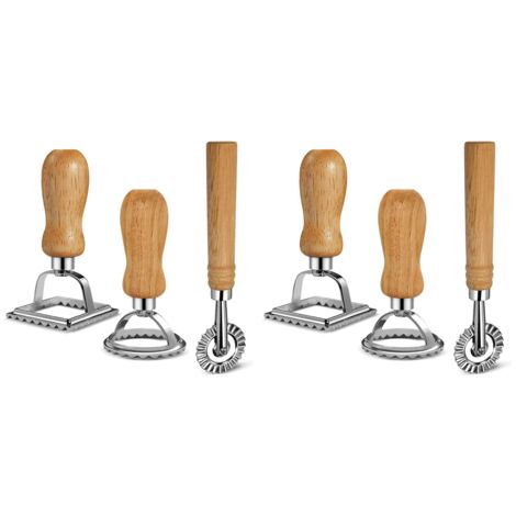 6X Ravioli Pasta Cutter Set, Ravioli Stamp Maker with Wooden Handle for ...